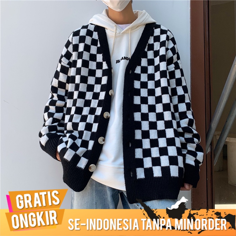 Jual Outerwear Pria Rajut Pria Korea Tren In V-neck Sweater Priba Papan ...