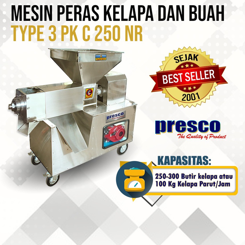 Jual Mesin Peras Kelapa dan Buah PRESCO Type 3 PK C-250 NR | Shopee ...