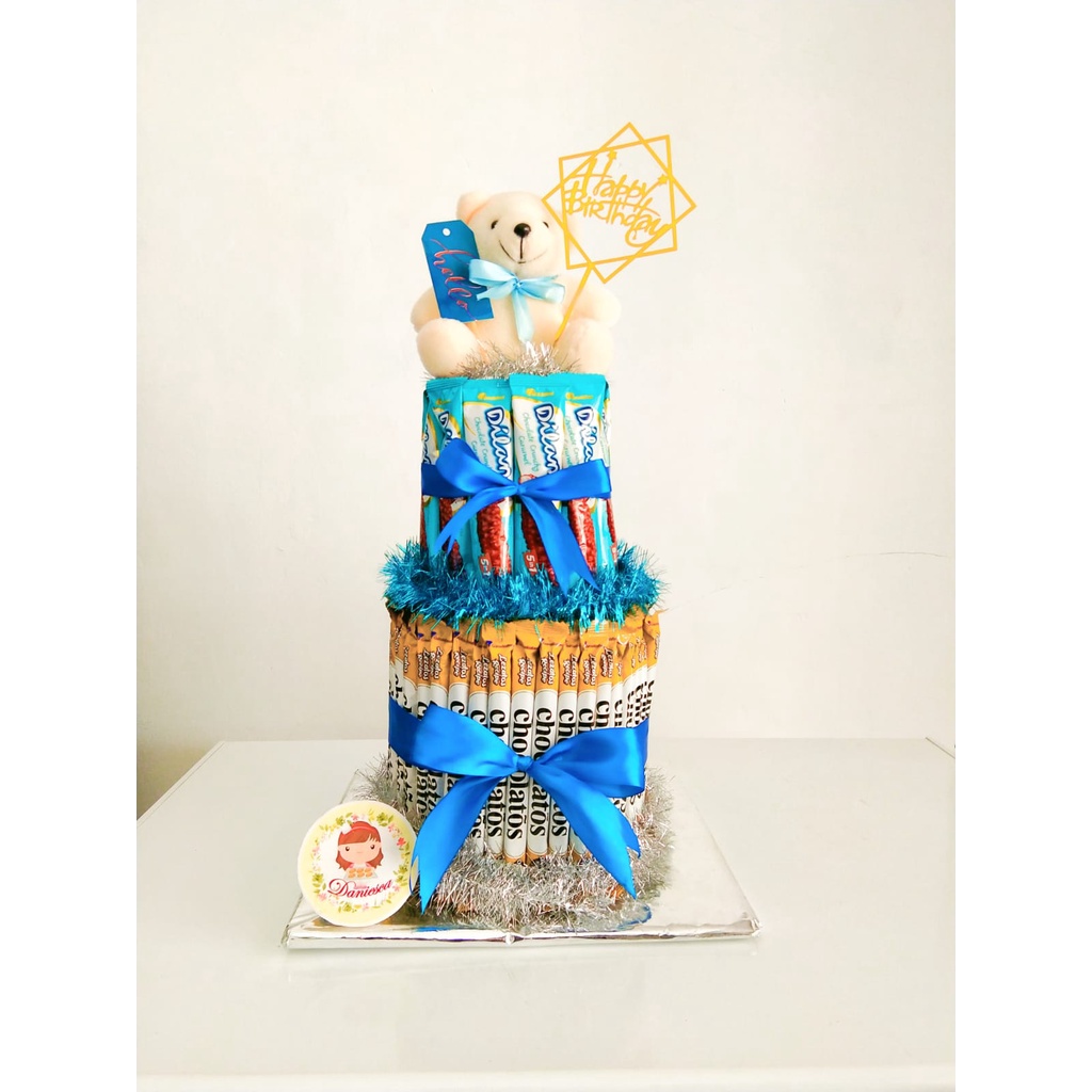 Jual .snack tower cake 2 susun chocolatos dilan sari gandum susu uht ...