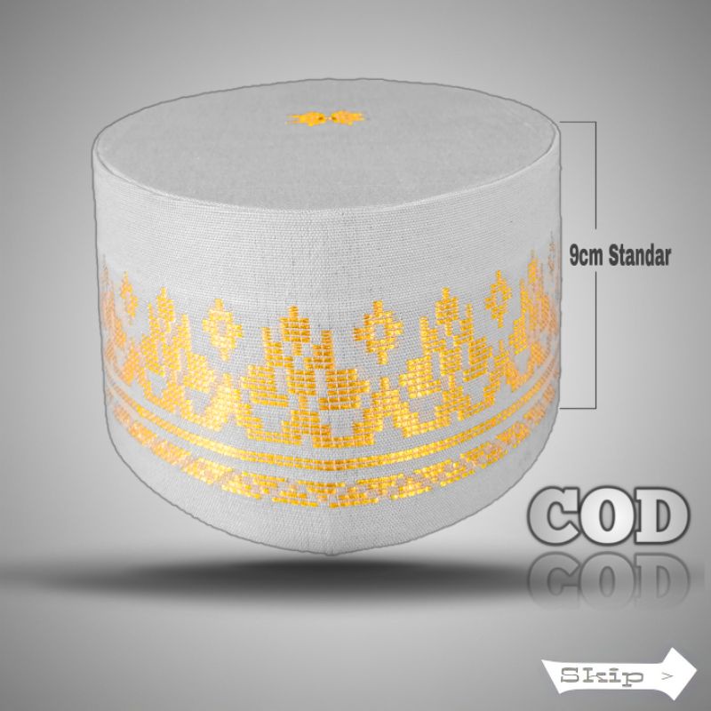 Jual PECI SONGKOK SONGKET PUTIH EMAS PRIA UNTUK SHOLAT AKAD NIKAH ASLI ...