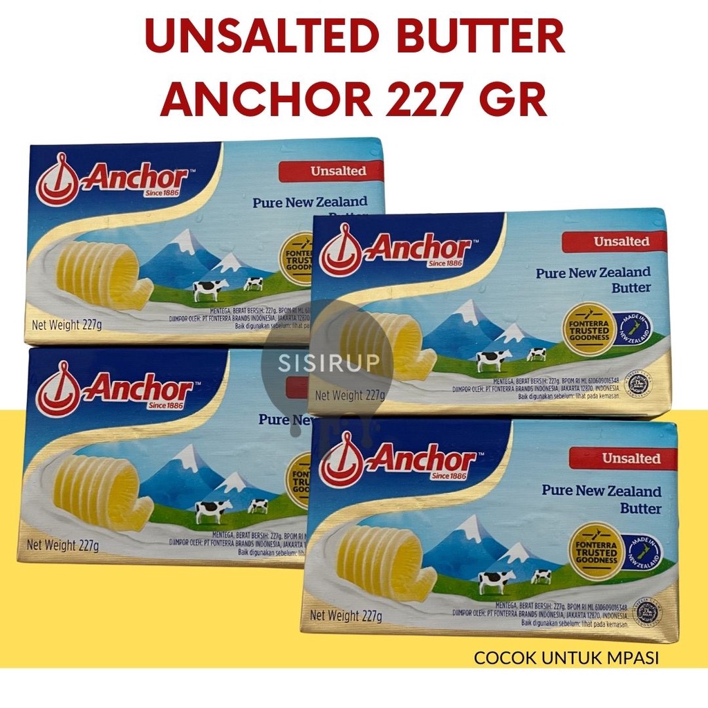 Jual 227 GR Unsalted Butter Anchor 227 gram / Pats / Butter | Shopee ...