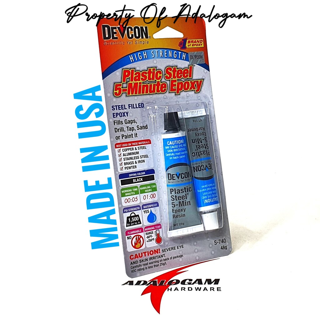 Jual DEVCON Lem Besi Plastik Epoxy 5 Menit - S-740 Plastic Steel Epoksi ...
