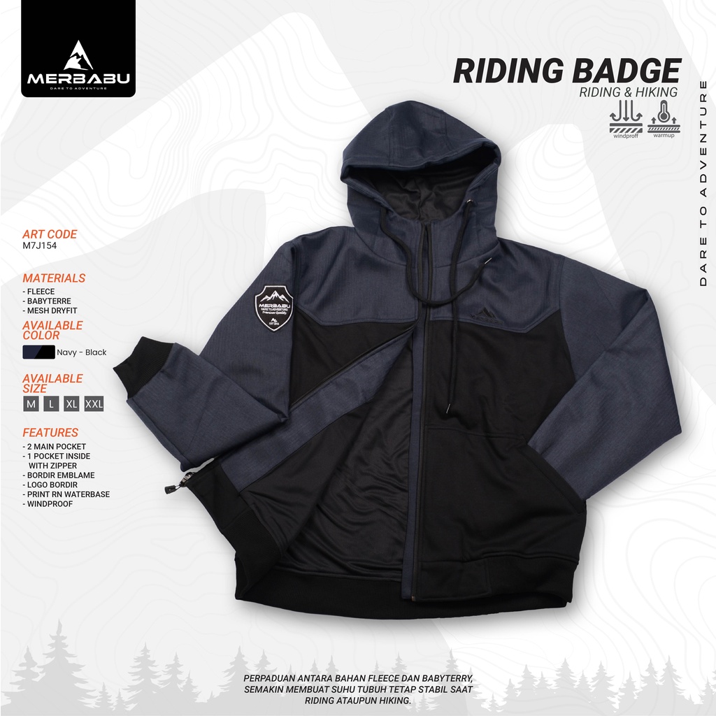 Jual Merbabu Jaket Riding Badge Navy | Shopee Indonesia