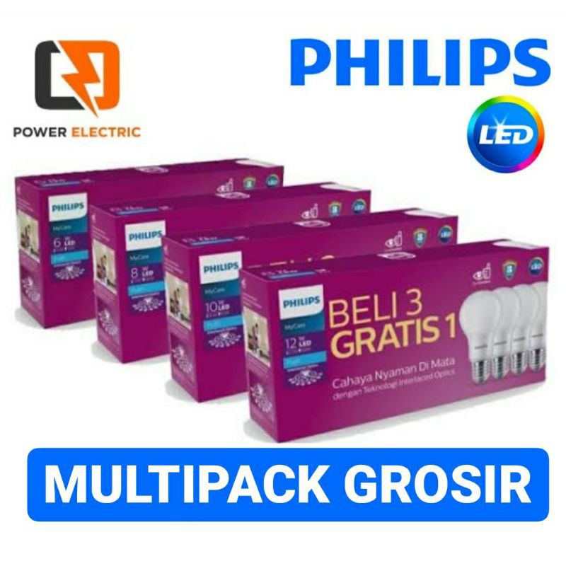 Jual BELI 3 GRATIS 1 Lampu LED Philips Multipack Essential 5w 7w 9w 11w ...