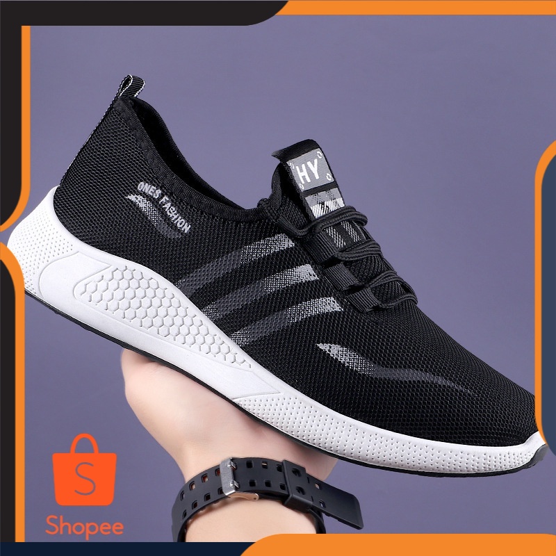 Jual 2021 Flyknit Sepatu Pria Korea Tren Kasual Mesh Sneakers Pria One ...