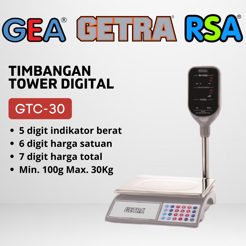 Jual DIGITAL SCALE GETRA GTC30 TIMBANGAN TOWER DIGITAL GTC 30 | Shopee ...