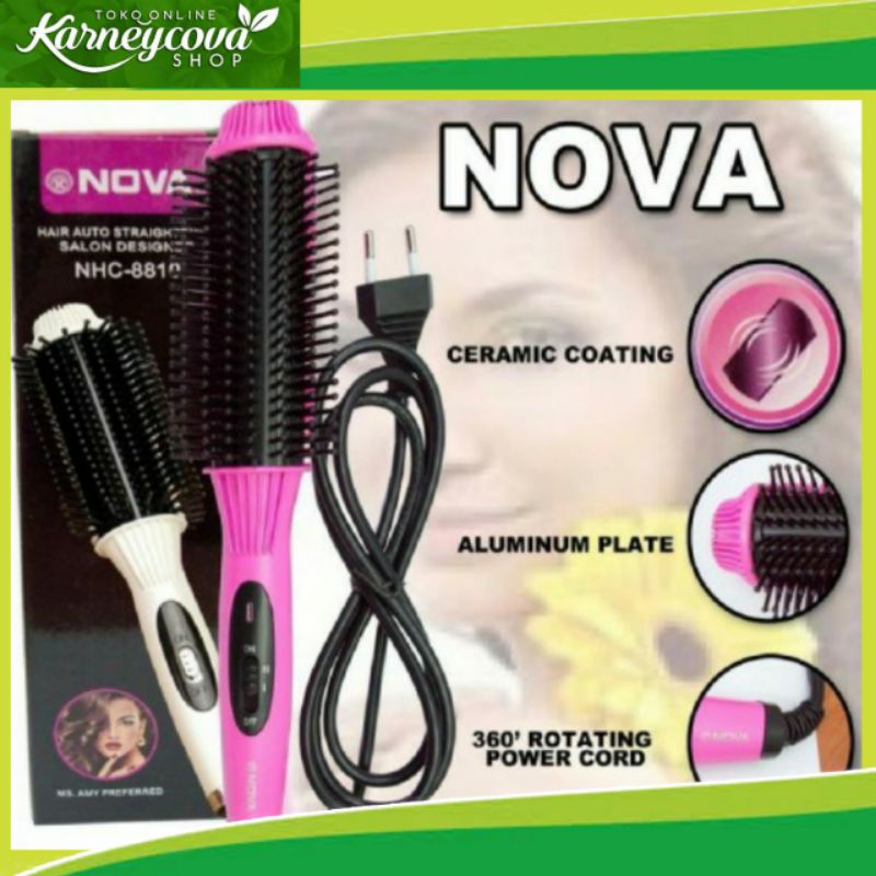 Jual Catok Sisir Rambut Nova Blow Electric Brush Styler Roll Pegangan ...