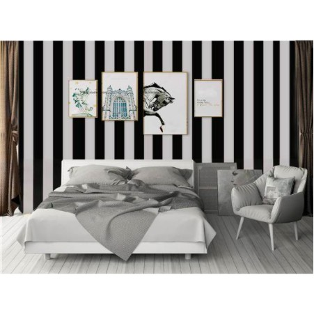 Jual WALLPAPER DINDING ukuran 45 cm x 10 M / Wallsticker Stiker Walpaper TEMA Salur Garis Hitam ...
