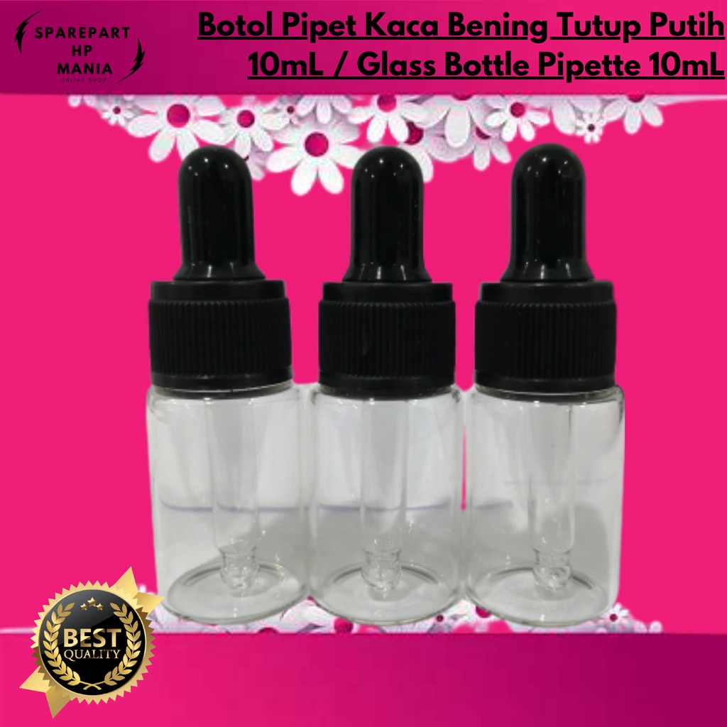 Jual Botol Pipet Kaca Bening Tutup Putih 10mL / Glass Bottle Pipette ...