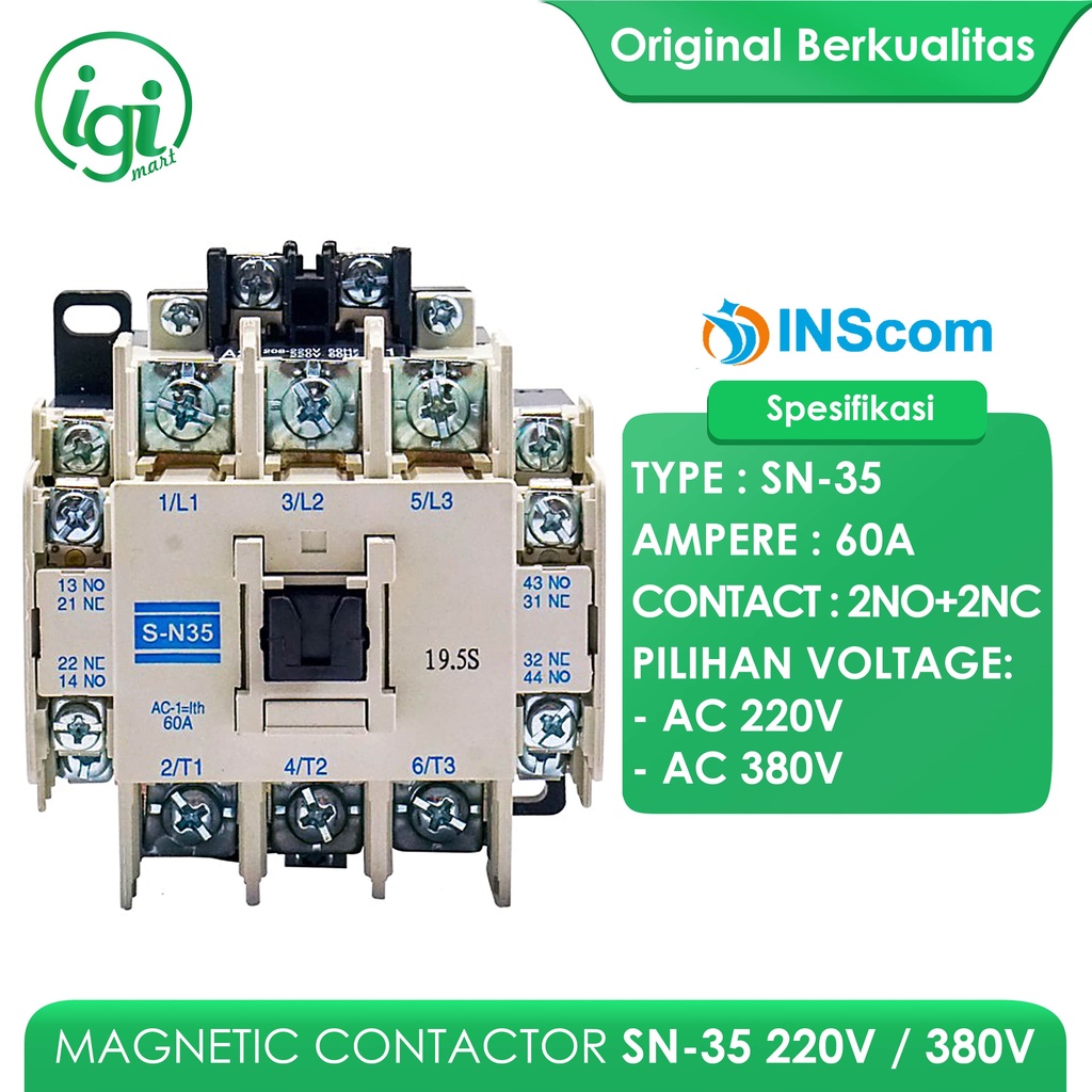 Jual MAGNETIC CONTACTOR SN-35 220V 380V / AC KONTAKTOR SN 35 220VAC 380 ...