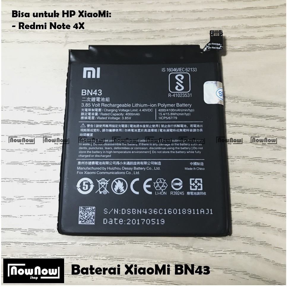 Jual Baterai XiaoMi Redmi Note 4X Snapdragon BN43 Original Batre Batrai ...