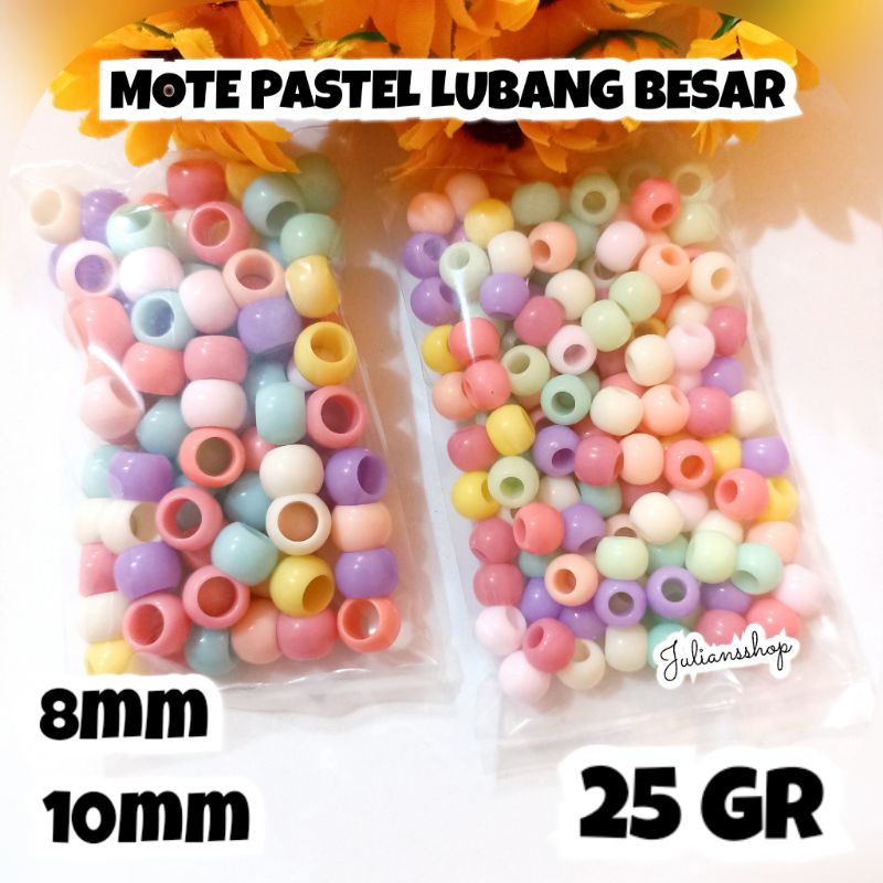 Jual 25 Gram Manik Susu Pastel Bulat Lubang Besar Mote Warna Campur Dop Muda Soft Isi 80-110 ...