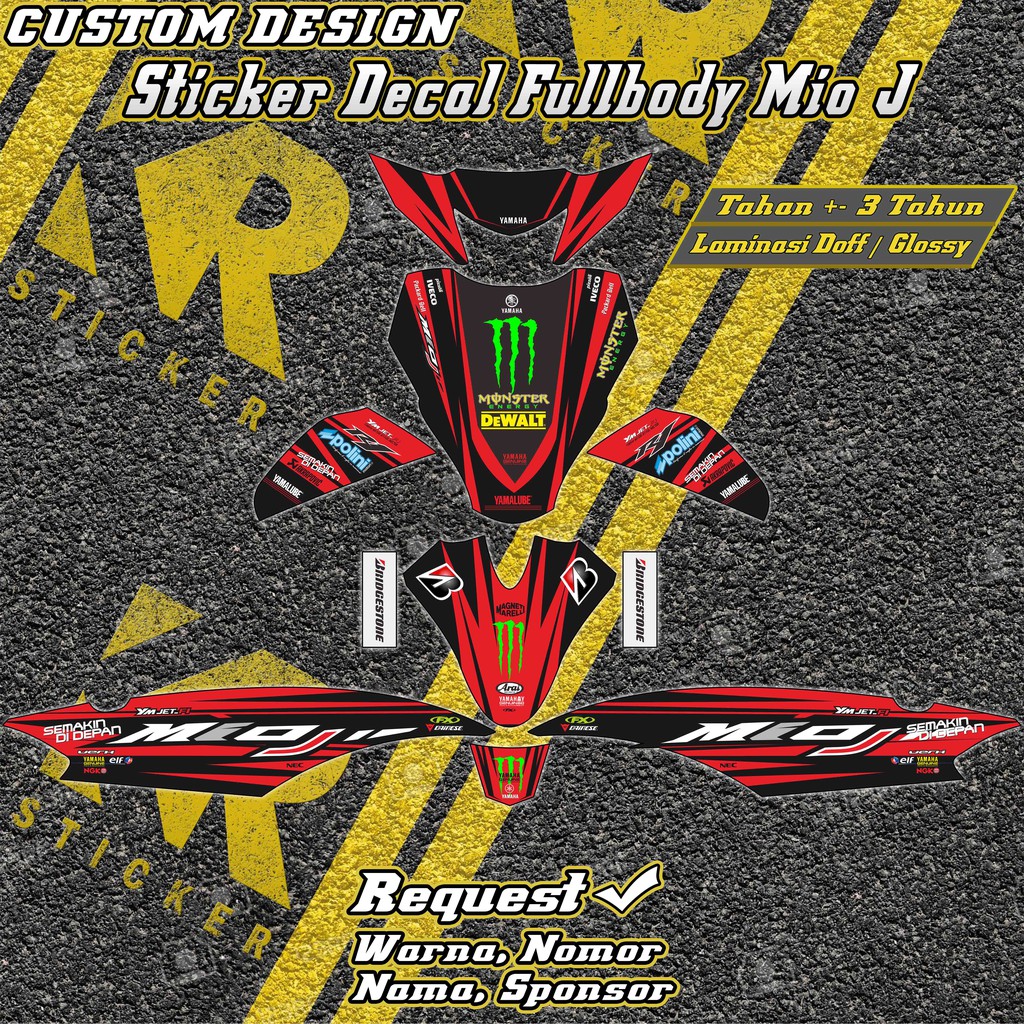 Jual Stiker decal Mio J fullbody request warna, nama, nomor, sponsor ...