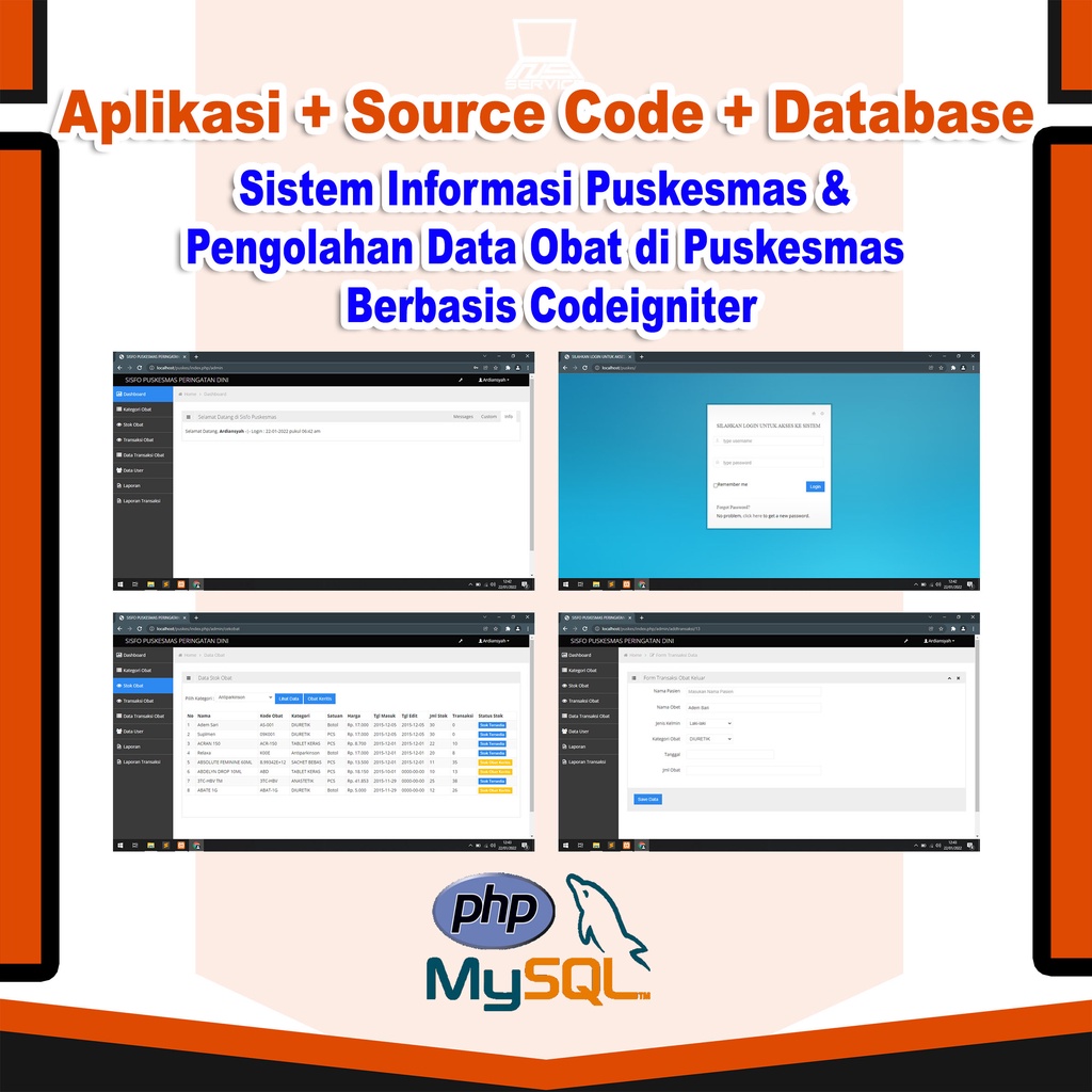 Jual Source Code Sistem Informasi Puskesmas & Pengolahan Data Obat di ...