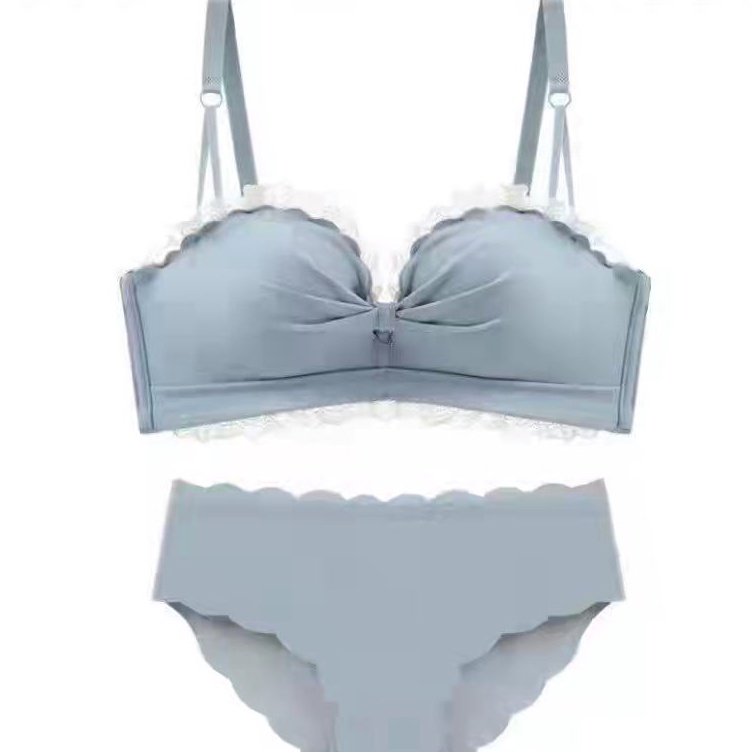 Jual HOHO_HWANG (B-130) bra set Cute small thin chest bra sexy halfcup ...