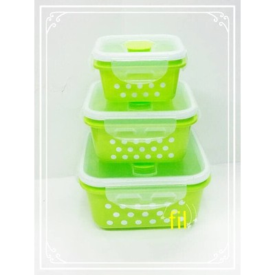 Jual Kotak makan POLKADOT SEGI isi 3 pcs lunch box container serbaguna ...