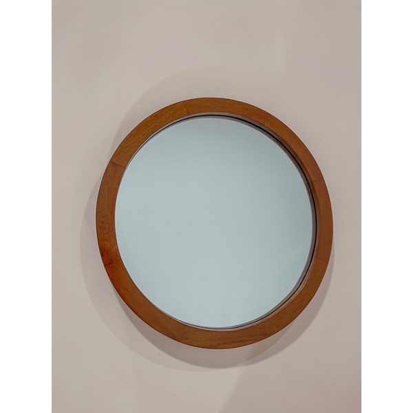 Jual kaca cermin bulat dinding frame kayu | cermin dinding aesthetic ...