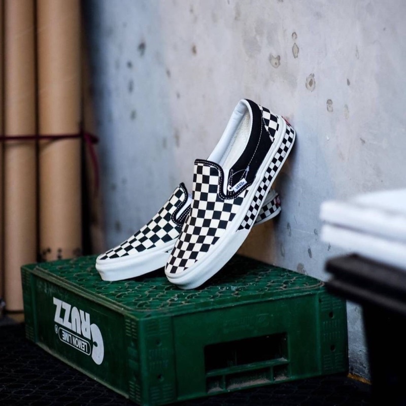 Jual Vans Slip On Nextor Checkerboard Black White | Shopee Indonesia