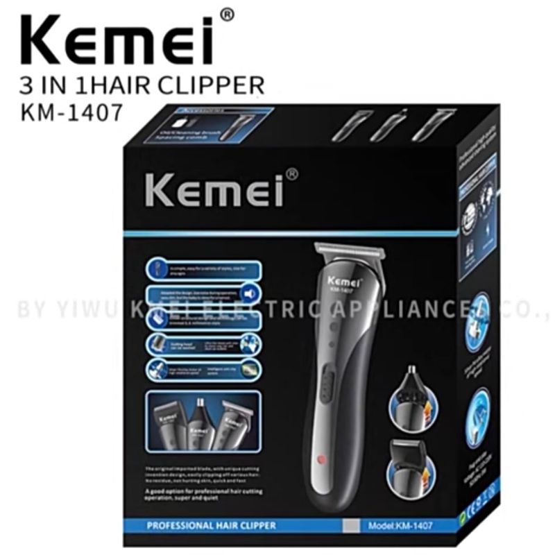 Jual Alat Cukur Rambut Bulu Hidung Kumis Elektrik/3in1 Hair Clipper KM 1407 Shaver | Shopee ...