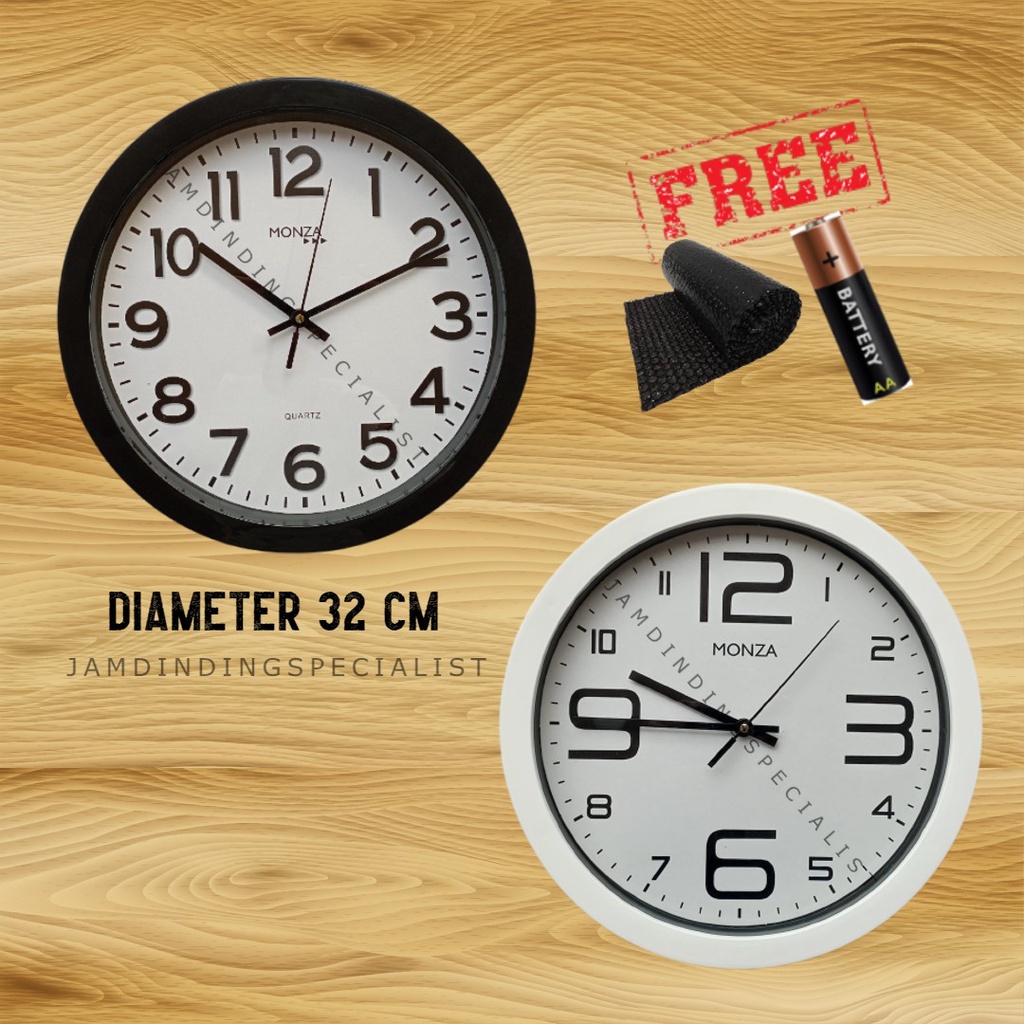 Jual JAM DINDING BESAR MINIMALIS POLOS DIAMETER 32CM MONZA M1 | Shopee ...