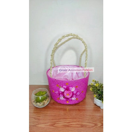 Jual Tas parcel EMBER 1 TOPLES BUNGA tas hampers lebaran anyaman pandan ...