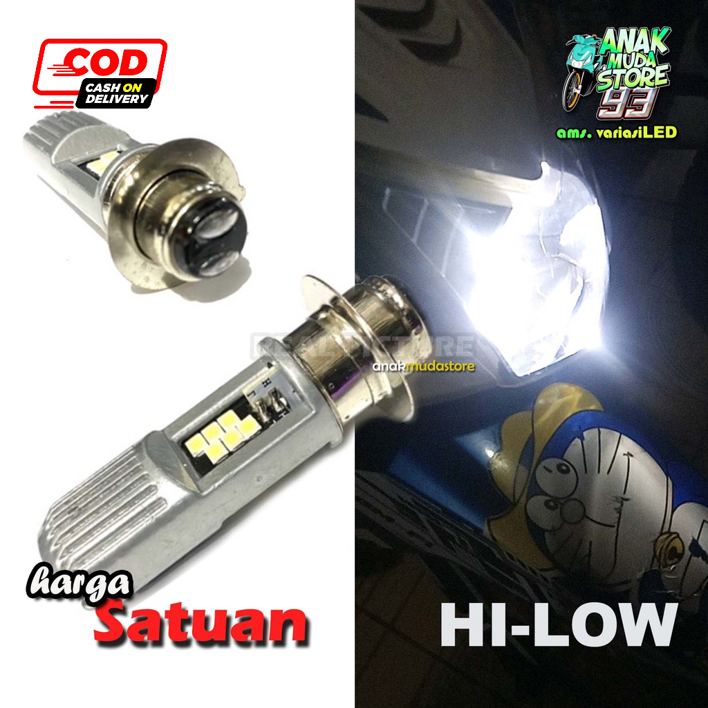 Jual Lampu Depan Utama Motor LED 2 Sisi 12 Titik LED 2 Kaki H6 Bebek ...