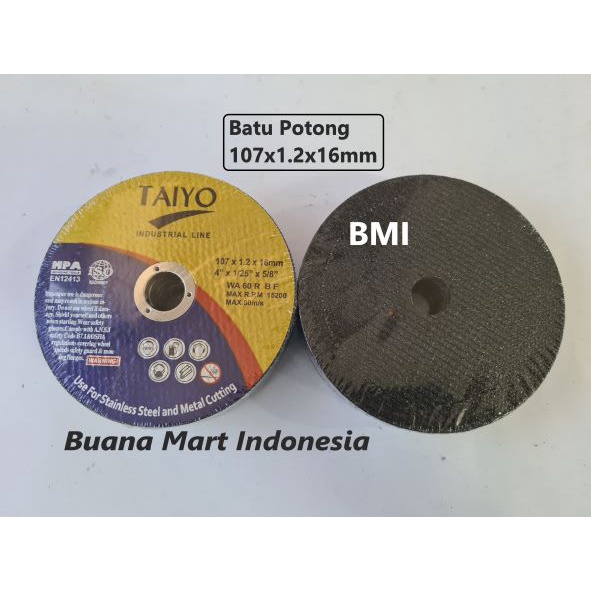 Jual Batu Potong Taiyo 4 Inch | 107x1.2x16mm | 4"x1/25"x5/8" | Mata ...