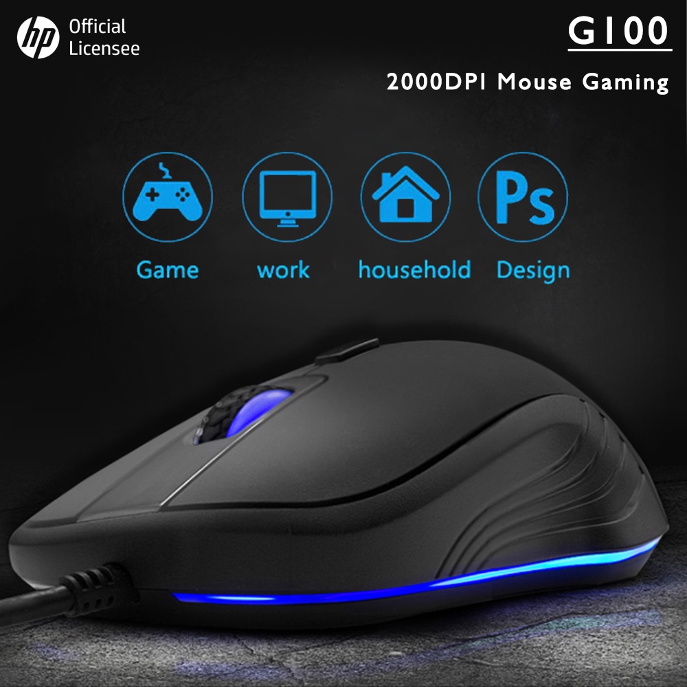 Jual Mouse Gaming HP G100 - 2000DPI Blue LED USB Wired | Shopee Indonesia