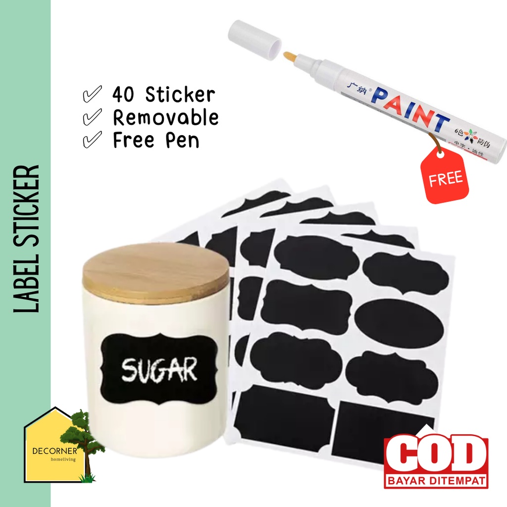 Jual Sticker Label Toples Pantry 40 Pcs Serbaguna Free Removable Pen ...