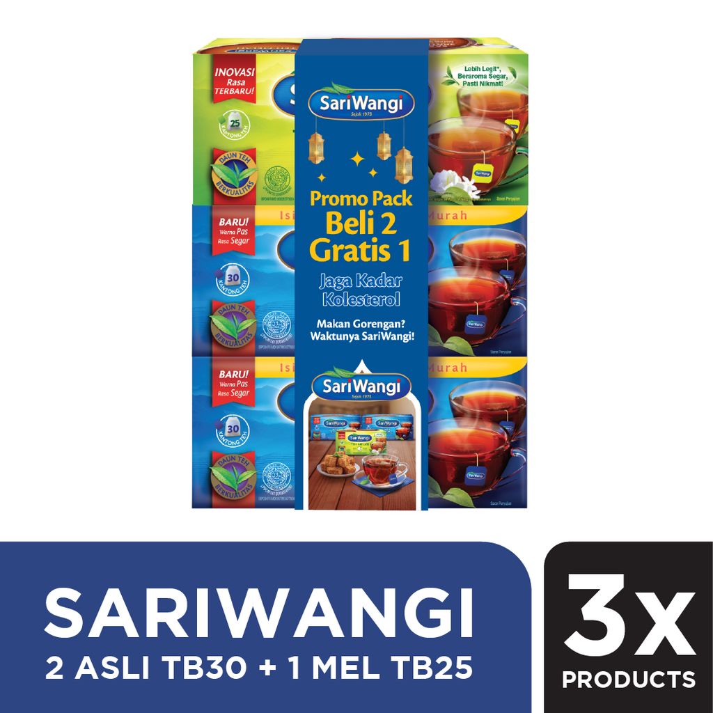 Jual Promo Pack SariWangi 2+1 (2 ASLI TB30 + 1 MELATI TB25) | Shopee ...
