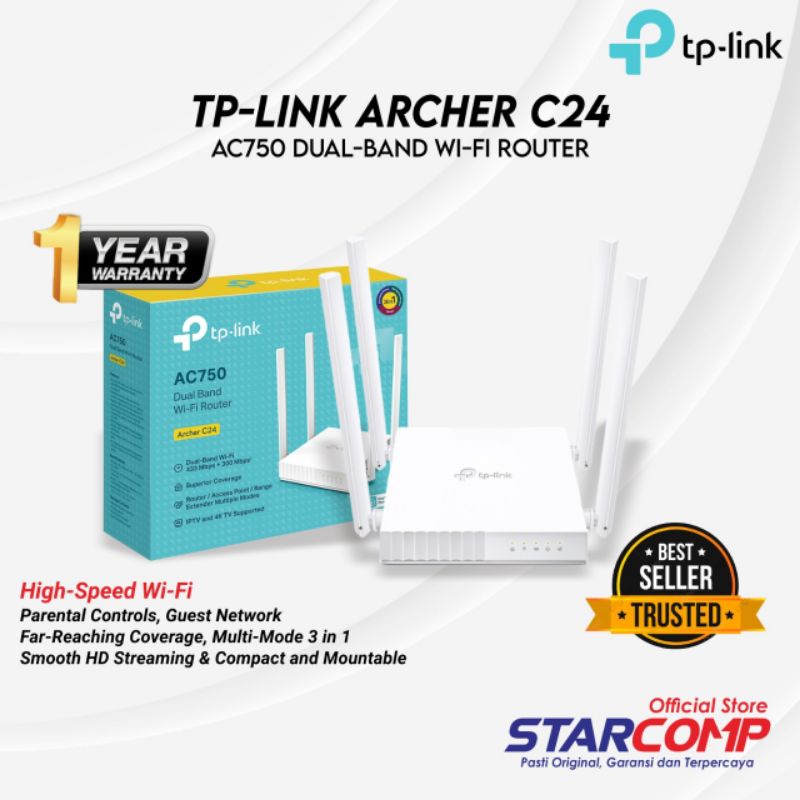 Jual TP-Link Archer C24 AC750 Dual-Band Wireless Router TP Link Router | Shopee Indonesia