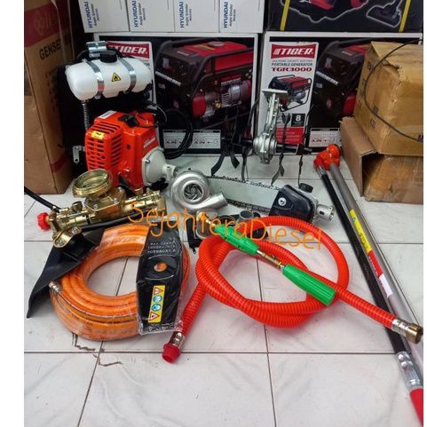 Jual Mesin potong rumput 2tak 328+Steam sprayer +Cultivator +Chainsaw+WP10+Selang +Stik(7in1 ...