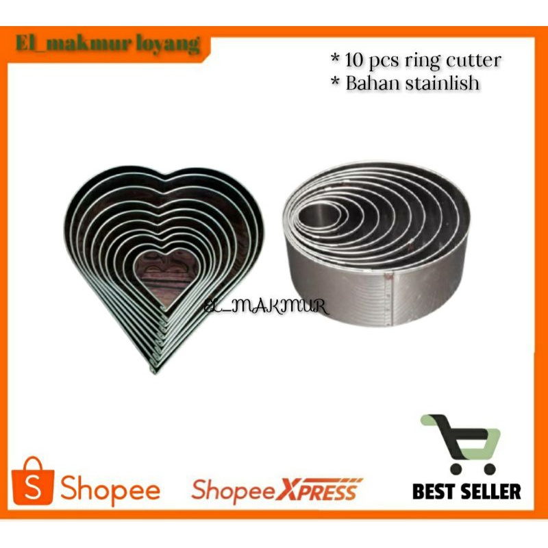 Jual 10 pcs ring cuttrr adonan kue dengan ukuran berbeda, ring cutter ...