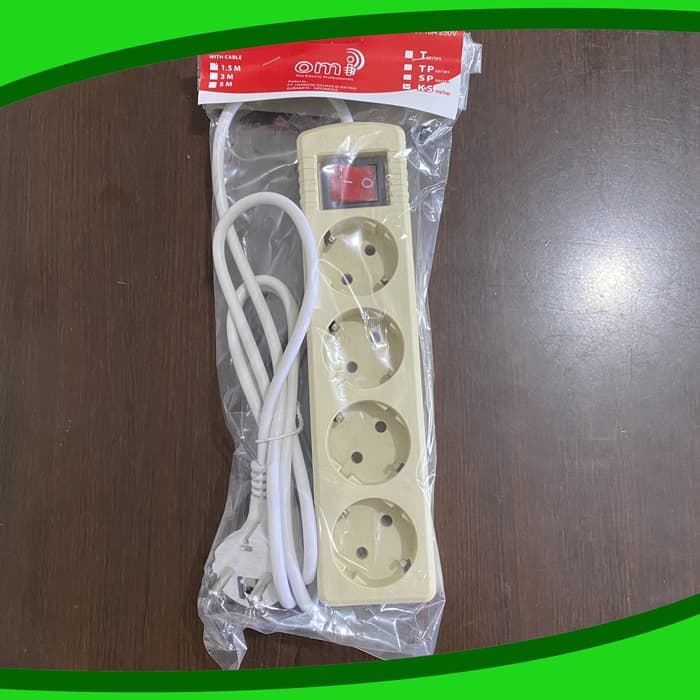 Jual OMI Stop Kontak Listrik 4 Lubang Colokan + Kabel 1,5 METER With ...