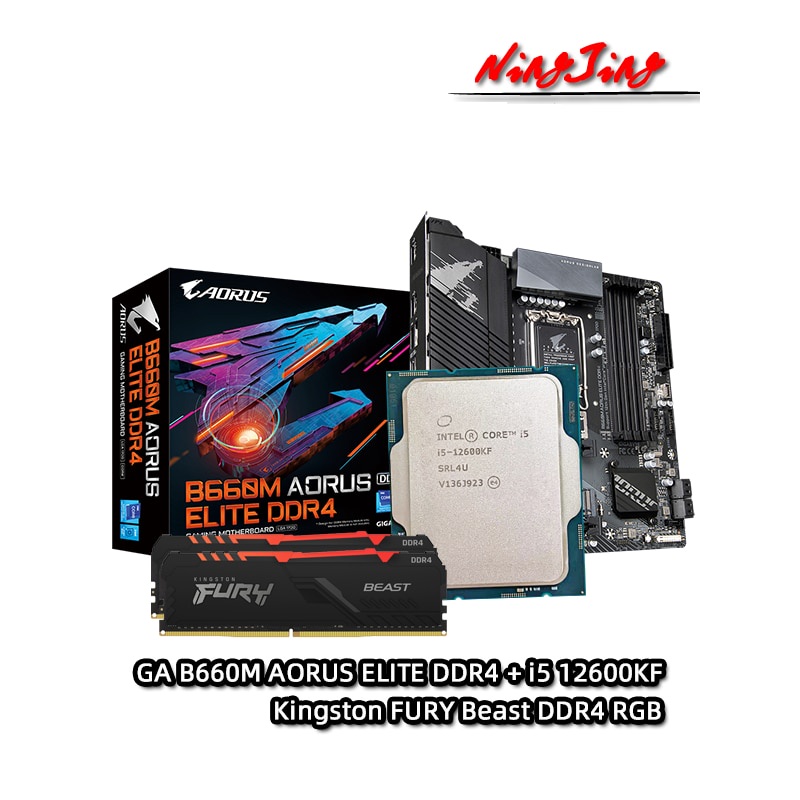 Jual PREORDER Intel i5 12600KF CPU + GA B660M AORUS ELITE DDR4 Motherboard + Kingston FURY Beast ...