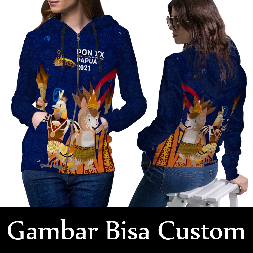 Jual Jaket Zipper Hoodie Wanita PON XX Papua 2021 Torang Bisa ...