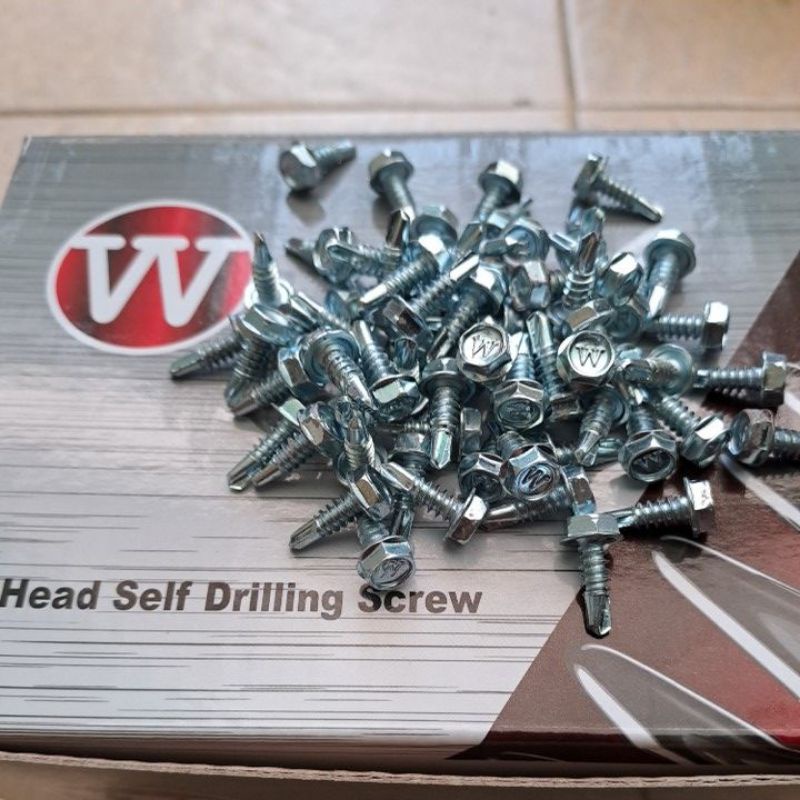 Jual baut drilling 8x13 merk W, 1 kotak isi 2000pcs baut galvalum, baut ...