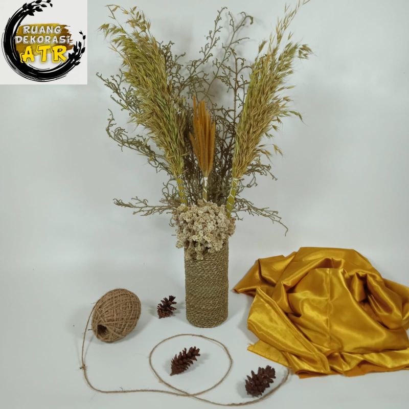 Jual Paket Hemat Bunga Kering Dan Vas Tinggi 20Cm Kaspea, Sataria ...