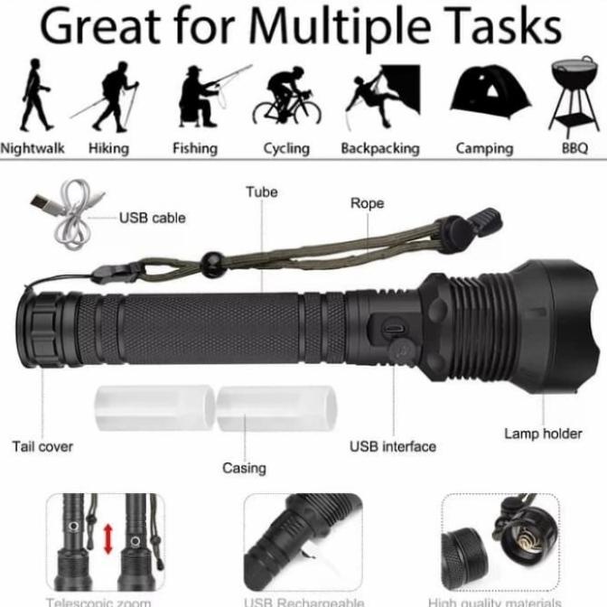 Jual Paket Senter Led Xhp 70 Besar Baterai 26650 Super Terang | Shopee ...