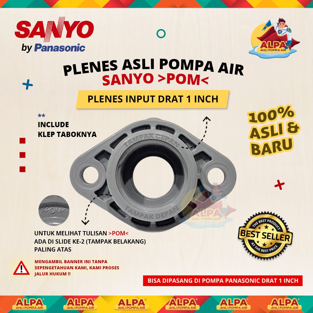 Jual Aa Joint/Plenes/Plendes Pompa Air SANYO POM (ASLI) + Klep Tabok ...