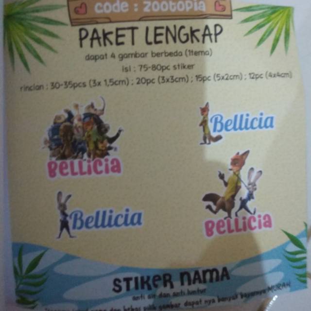 Jual Sticker nama zootopia | Shopee Indonesia
