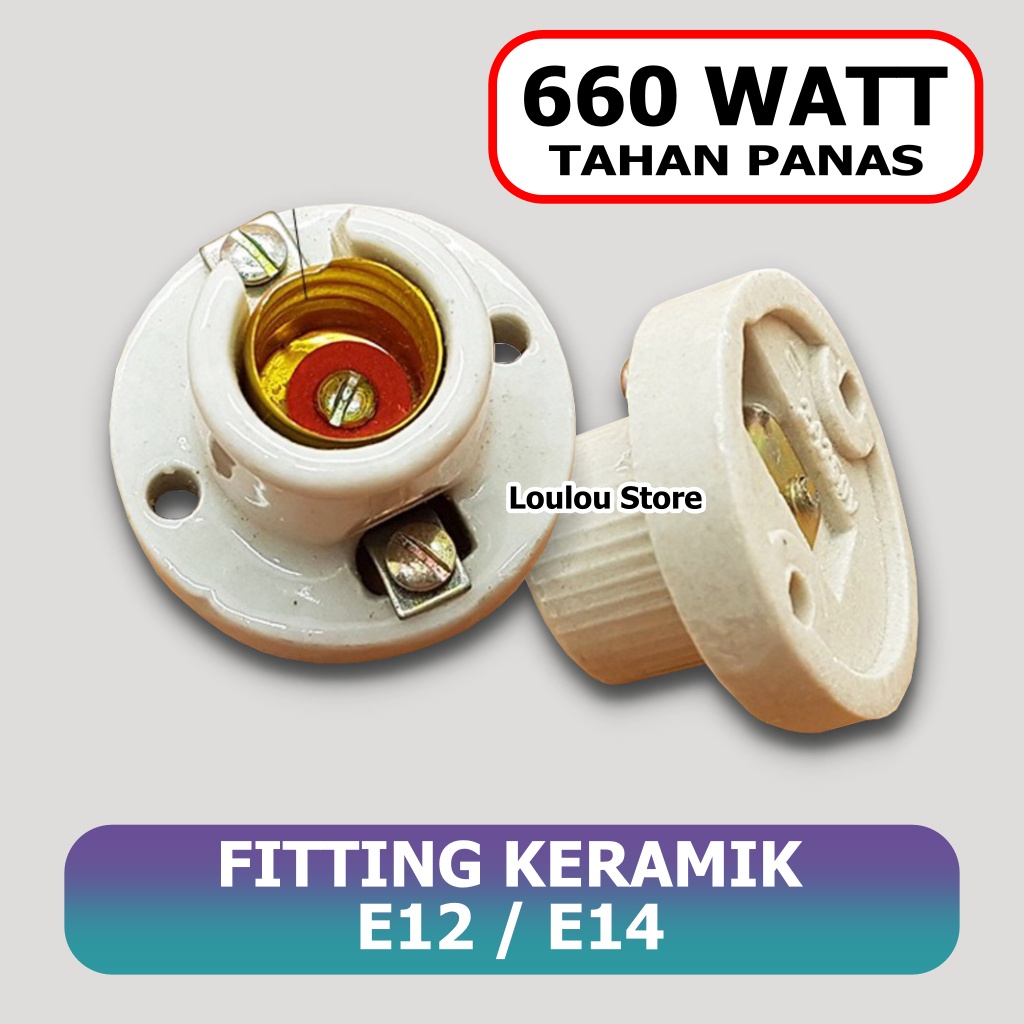Jual Fitting Lampu E14 E12 Keramik Porcelain Fiting Plafon E 14 E 12 ...