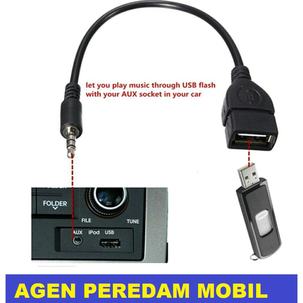 Jual Kabel Aux ke Flashdisk Pemutar Lagu di Audio Mobil. Smartphone ...