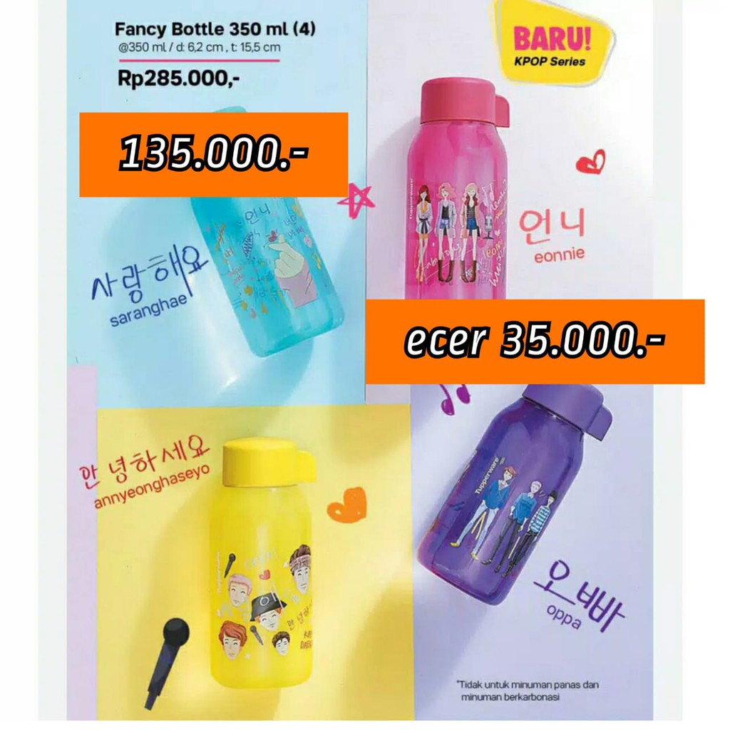 Jual Tupperware Fancy Bottle KPop Series (READY WARNA KUNING) | Shopee ...