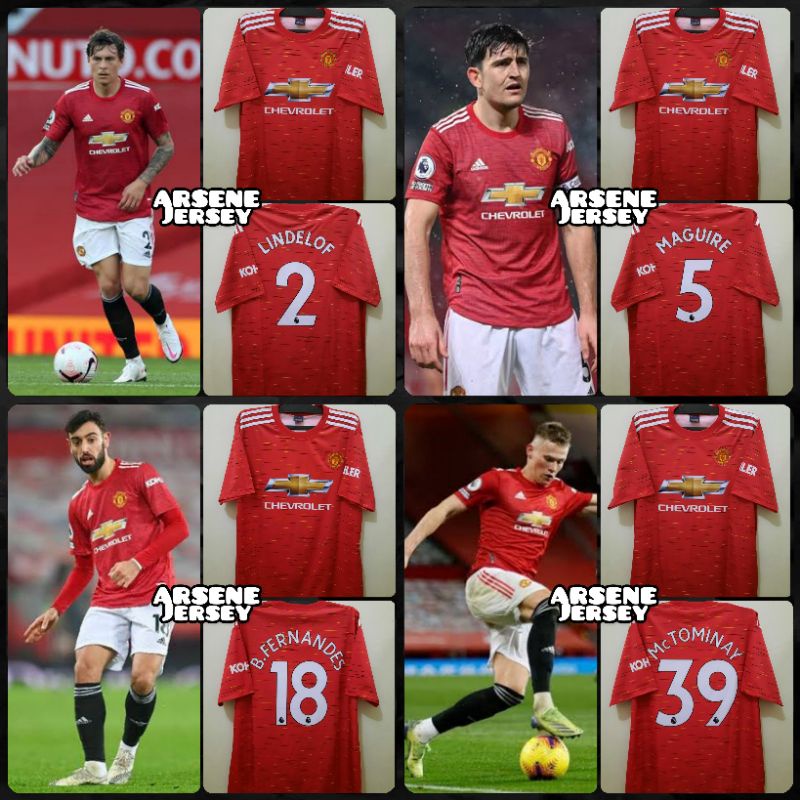 Jual Jersey MU Home 2020/21 LINDELOF/MAGUIRE/B.FERNANDES/MC TOMINAY ...