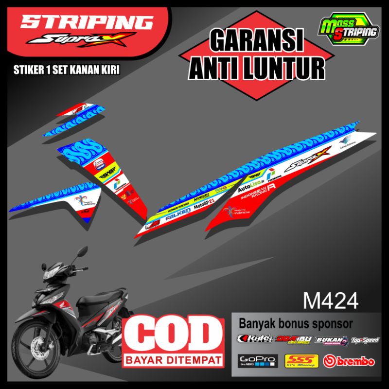 Jual MOS STRIPING Striping Stiker Honda Supra X 125 fi Mandalika Kode M424 Stiker Sticker ...
