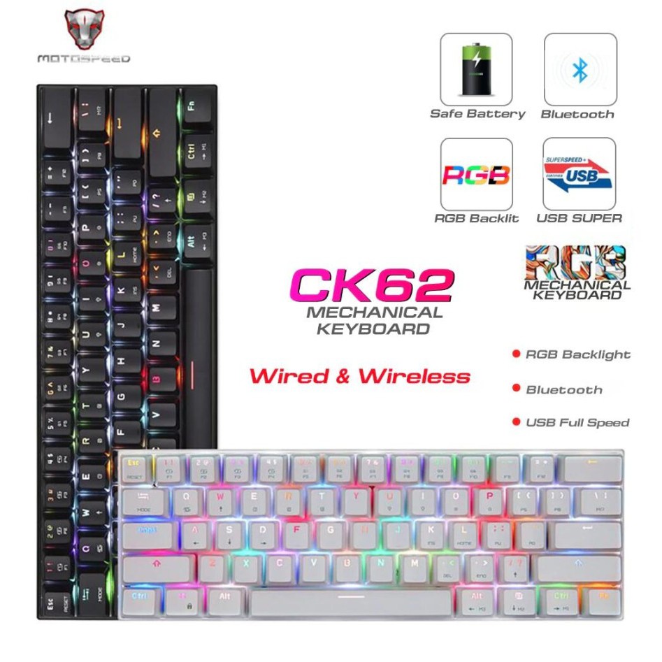 Jual MECHANICAL KEYBOARD MOTOSPEED CK62 RGB 60% MODE WIRED AND ...