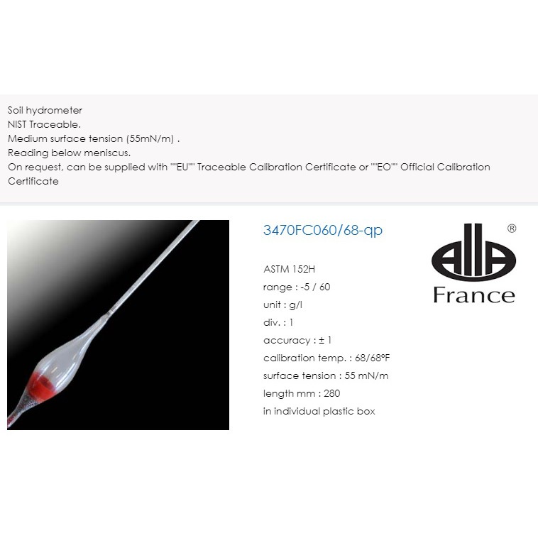 Jual SOIL Hydrometer, Range -5 t0 60 g/l, ASTM E100 | Shopee Indonesia