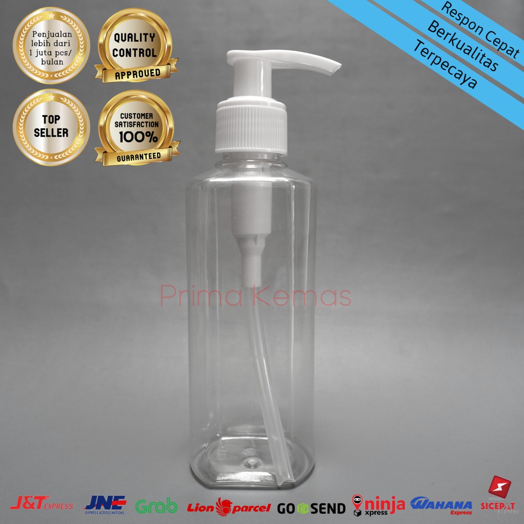 Jual Botol Pump Lotion 200 ml - botol kosmetik - botol skincare Pet SQ 200 ml Natural Pump ...