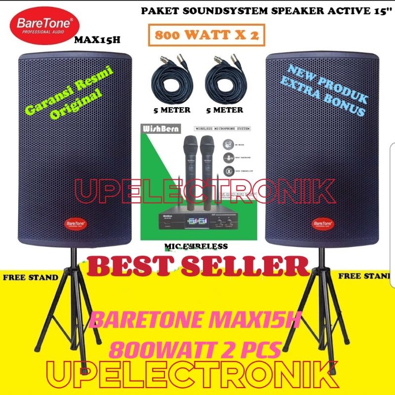Jual Paket Sound System Speaker Aktif 15 Inch Baretone MAX15H 800Watt ...